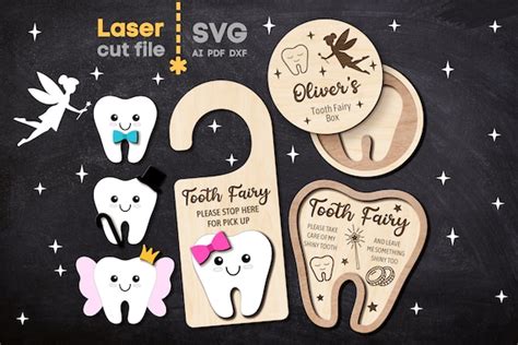 Paquete SVG de hada de los dientes Archivo cortado por láser para