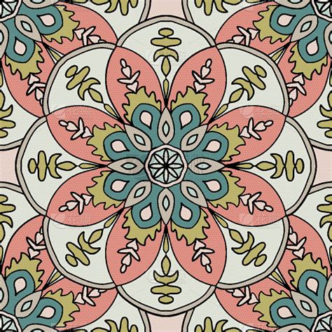 四方连续纹样 背景 绘画插图 镶嵌图案 矢量 曼荼罗 抽象 瓷砖 华丽的 几何形状
