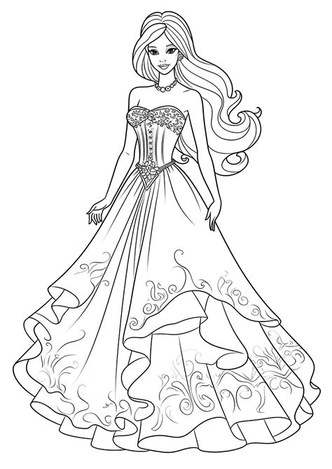 Barbie E O Seu Lindo Vestido De Baile Barbie P Ginas Para Colorir