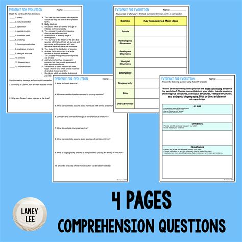 Evidence For Evolution Worksheets Answer