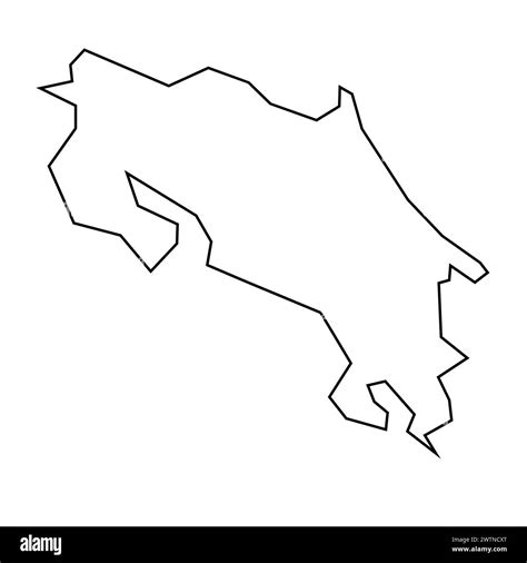 Costa Rica Country Thin Black Outline Silhouette Simplified Map