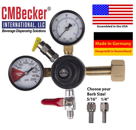 CMB CO2 Beer Gas Regulator Double Gauge CMBecker International LLC