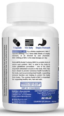 Buy N Acetyl Cysteine NAC 600mg Capsules In India NutriJa