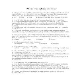 90 câu hỏi trắc nghiệm hoá vô cơ