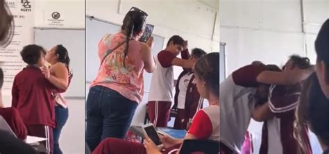 VIDEO Agrede a compañero y maestra porque le quitaron el celular