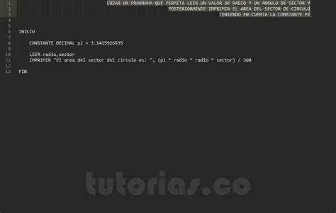 Operadores Pseudocodigo Area Sector De Un Circulo Tutorias Co