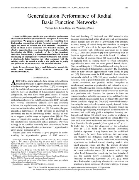 pdf generalization performance of radial basis function networks