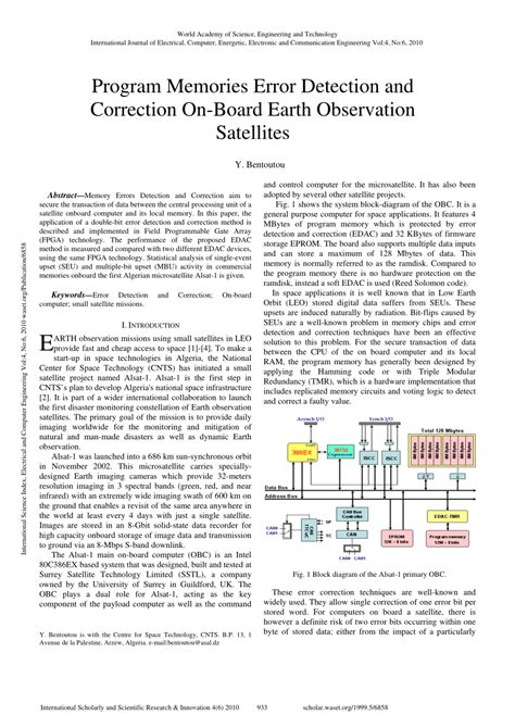 pdf program memories error detection and correction on board earth observation satellites