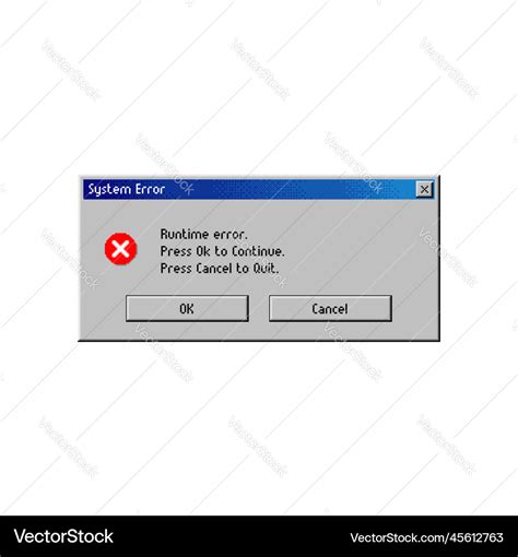 Error Message Window On Computer System Warning Vector Image
