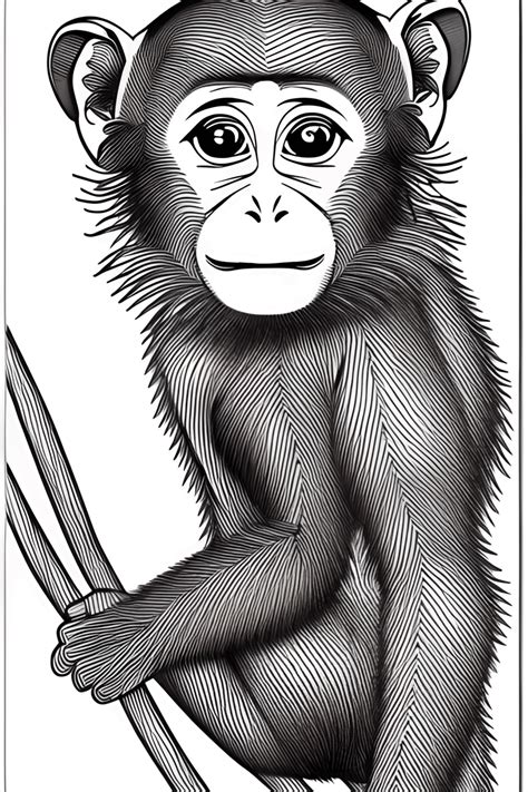 Baby Monkey Coloring Page Creative Fabrica