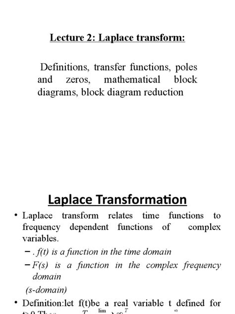 lecture 2 laplace transform pdf laplace transform calculus