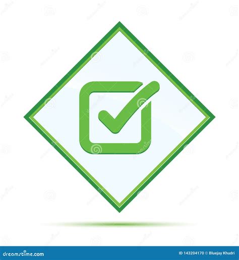 Check Box Icon Modern Abstract Green Diamond Button Stock Illustration