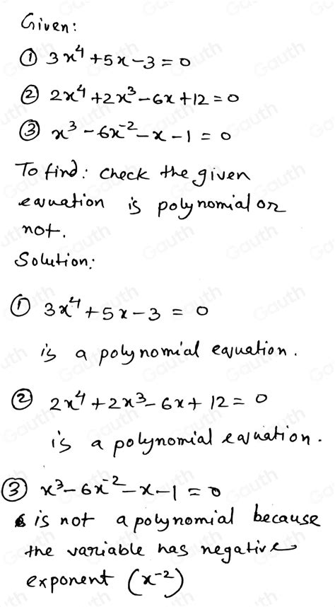 solved learning task 1 identify if the given equation is a polynomial equation or not write p