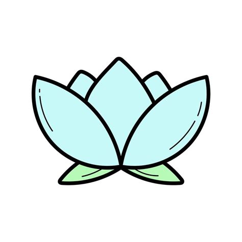 Lotus Flower Doodle Icon Vector Illustration On White Simple Drawing