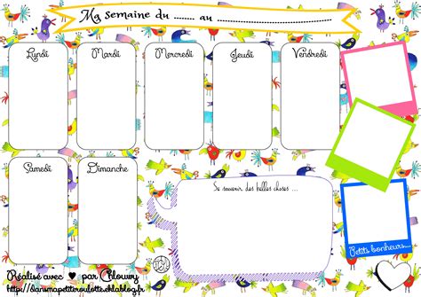 Semainier à imprimer Semainier Organiseur planning