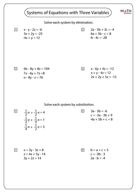 math worksheets with variables