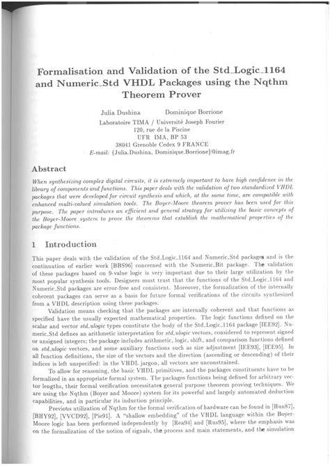 pdf formalization and validation of the std logic 1164 and numeric std vhdl packages using the