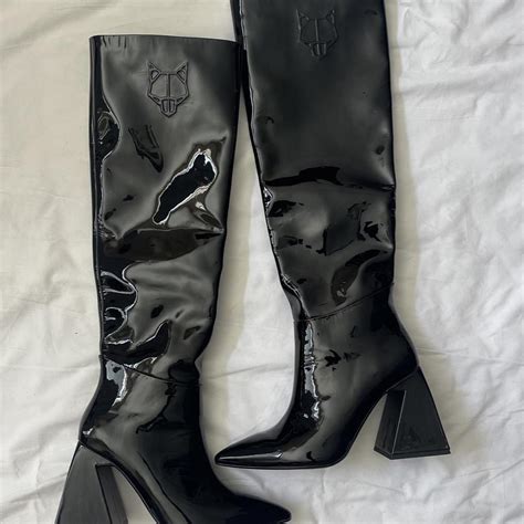 NO PAYPAL Naked Wolfe Patent Boots Size 6 Bottom Depop