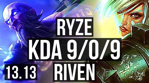 RYZE Vs RIVEN MID 9 0 9 1300 Games 1 8M Mastery Legendary KR
