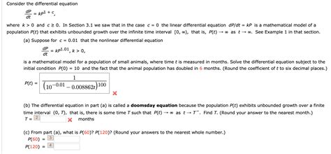 solved consider the differential equation dp dt kp1 c