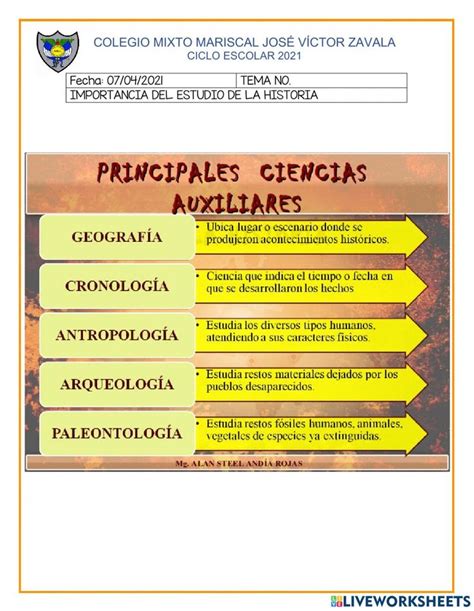 Ciencias Auxiliares De La Historia Activity Ciencias Auxiliares