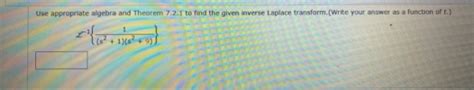 use the inverse transforms of some basic functions to find the given inverse transform write
