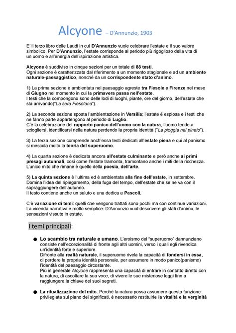 D Annunzio Alcyone La Sera Fiesolana La Pioggia Nel Pineto Alcyone