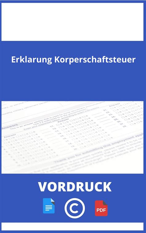 Vordruck Erklärung Körperschaftsteuer Muster Vorlage