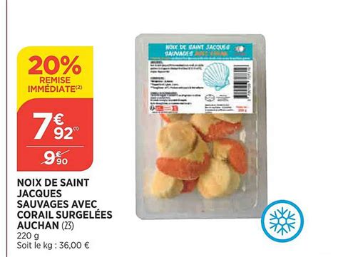 Promo Noix De Saint Jacques Sauvages Avec Corail Surgelées Auchan chez