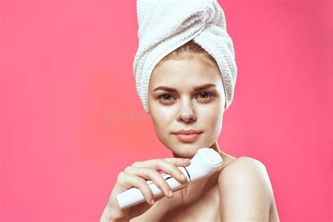 Pretty Woman With Bare Shoulders Clear Skin Dermatology Spa Treatments