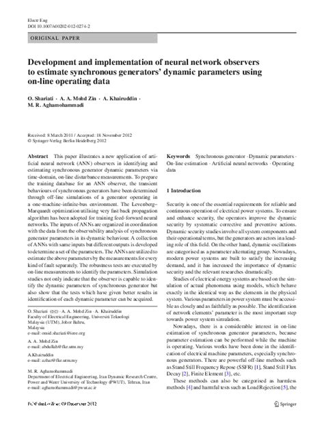 pdf development and implementation of neural network observers to estimate synchronous