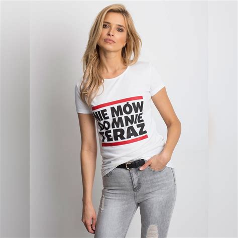 Bluzka Nie mów do mnie teraz biała Rozm XL Niwka Kup teraz na