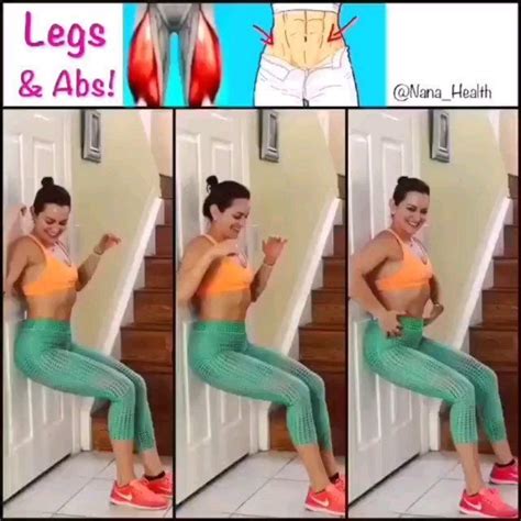 A Woman In Green Pants And An Orange Top Is Doing Exercises For Her Butts