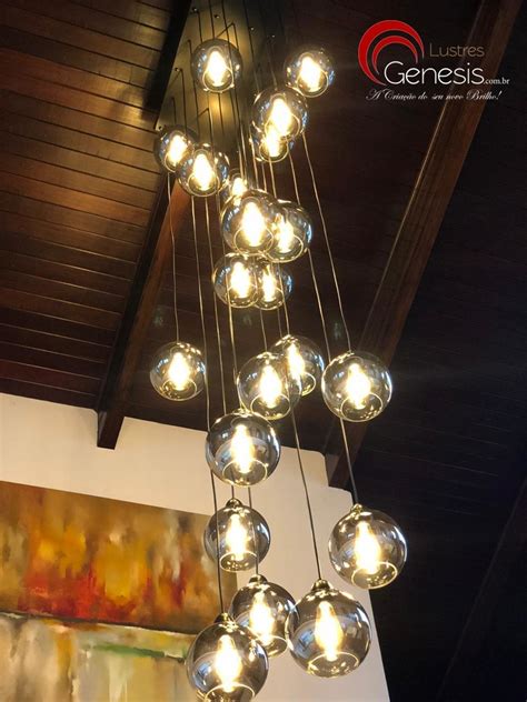 Lustre Pendente Sarvah Vidro Fum Espelhado Globos Importado