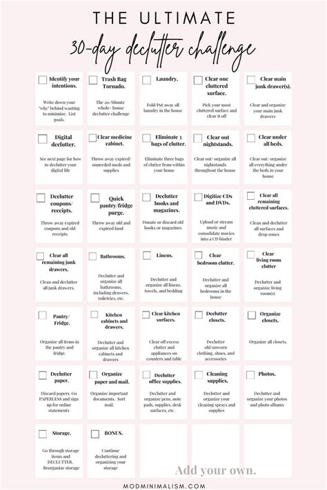 free 30 day decluttering challenge 30 day minimalism challenge declutter and organi