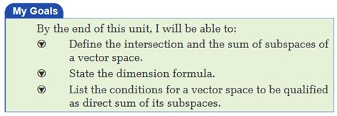 course mathematics topic unit 6 intersection and sum of subspaces