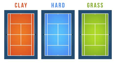 conjunto de ilustración vectorial de cancha de tenis con superficie