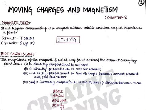 Pdf Moving Charges And Magnetism Class Notes Cbsc Pdf Panot Book