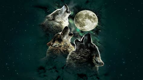Papel De Parede 1920x1080 Px Arte Digital Lua Lobo 1920x1080
