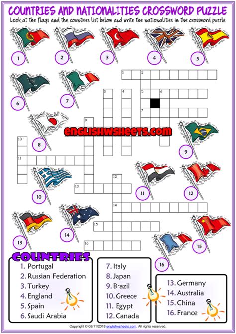 Countries Crossword Puzzle Printable Printable Word Searches