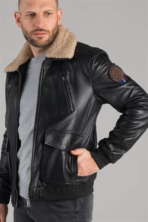 Blouson Homme Redskins Flight Sierra Black Cuir City