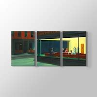 Nighthawks Gece Kuşları Panorama Kanvas Tablosu Tablohane