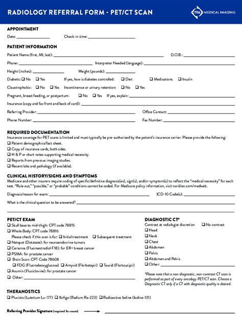 Fillable Online Radiology Referral Form Pet Ct Scan Fax Email Print