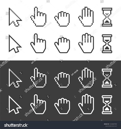 Pixel Smooth Cursors Icons Mouse Hand 库存矢量图免版税1323687959 Shutterstock
