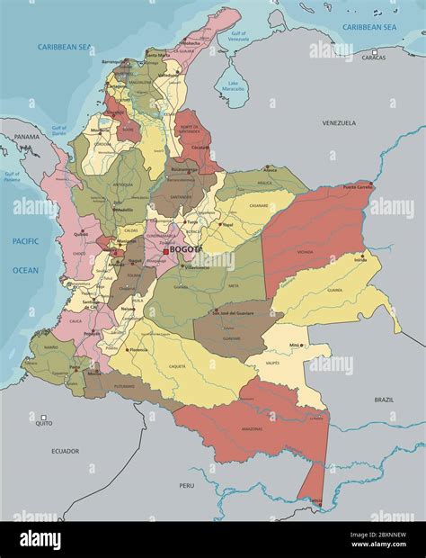 Colombia Mapa Pol Tico Altamente Detallado Y Editable Con Etiquetado