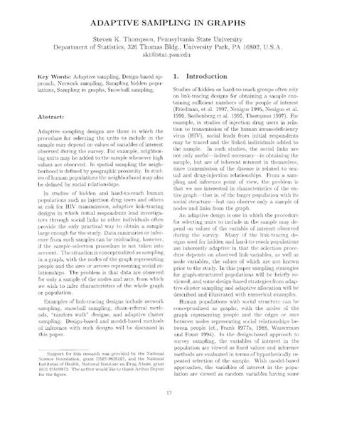 pdf 1998 adaptive sampling in graphs · based approach to sampling and inference in graphs is