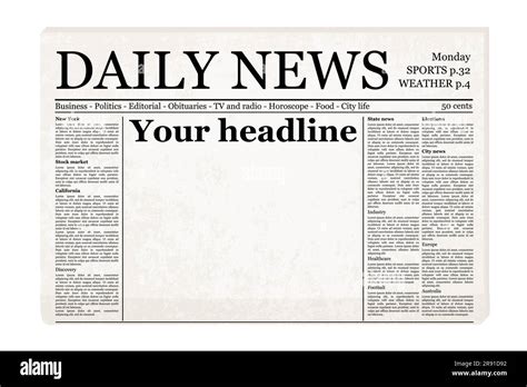 Newspaper Front Page Template Blank Old Vector Generic Newspaper