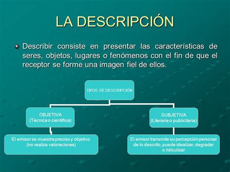 Clases de descripción y definicion de cada tipo