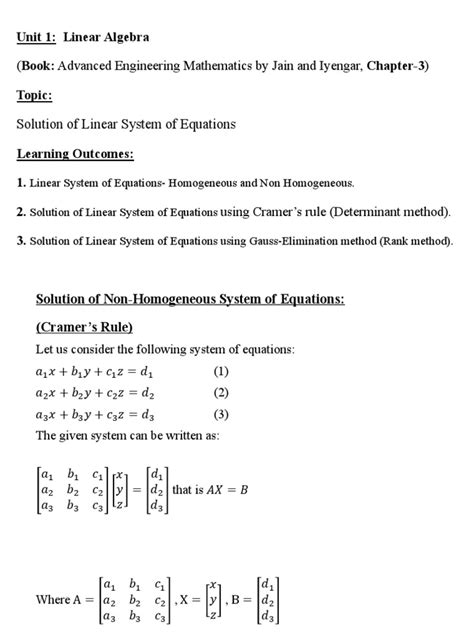 solution of linear system of equations pdf system of linear equations equations
