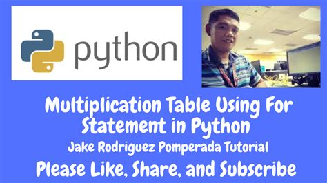 Multiplication Table Using For Statement In Python Free Computer Programming Source Codes To All